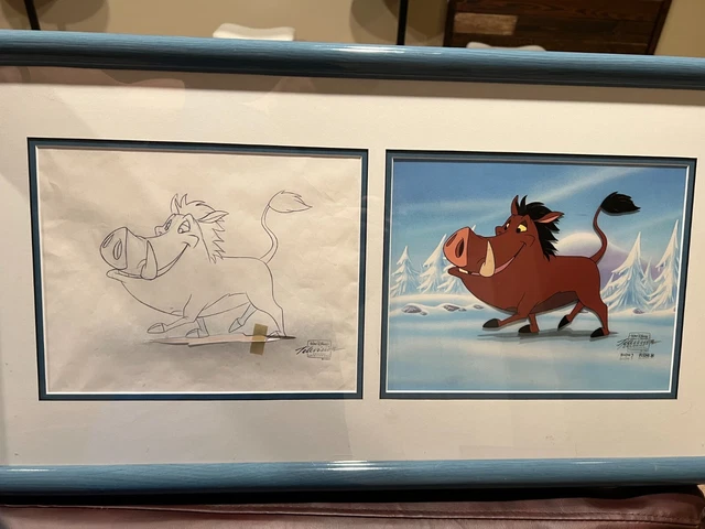 DISNEY’S LION KING Timon Pumbaa Production Cel and Clean Up Drawing ...