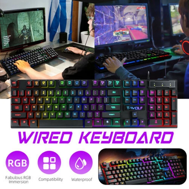 WIRED MECHANICAL KEYBOARD 104 Keys Keyboard Gaming Keyboard USB Wired ...