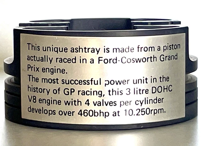 RACE-USED FORMULA ONE Ford-Cosworth V8 Piston Pin Tray / Ashtray £57.88 ...
