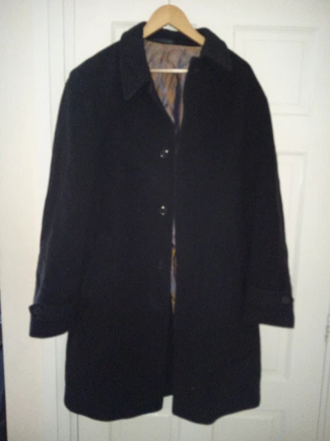VGC MENS BLACK Marks and Spencer Collezione coat size L wool and ...