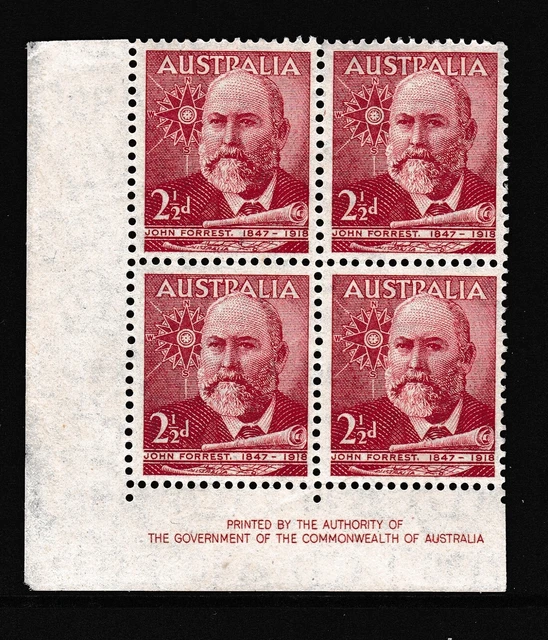 AUSTRALIAN IMPRINT CORNER Block 4 Pre-Decimal Stamps Muh #16 EUR 0,61 ...