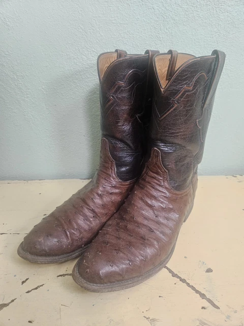 LUCCHESE CLASSICS HANDMADE Full Quill Ostrich Roper Western Boots - Men ...