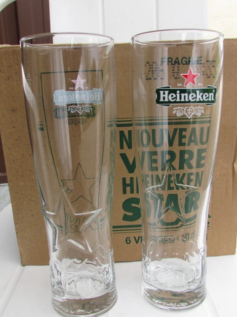 LOT DE 6 verres à bière Heineken Star 50cl dans leur carton d'origine ...