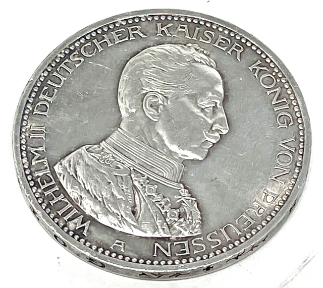 5 MARK SILVER Coin Wilhelm German Emperor King of Prussia 1913 A £33.53 ...