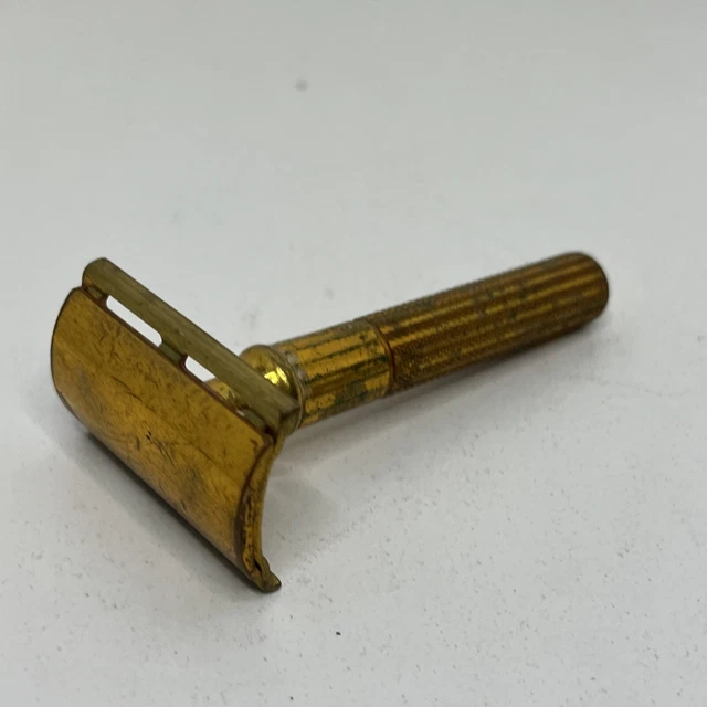 VINTAGE GILLETTE GOLD Tone Razor Regus Made in USA $12.99 - PicClick
