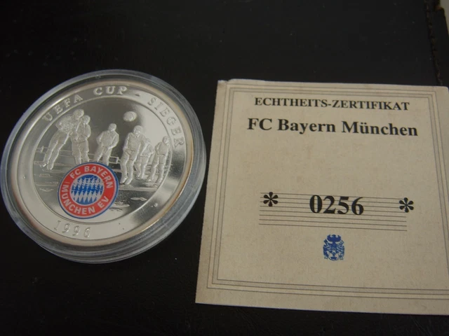 MÜNZE FC BAYERN München UEFA Cup - Sieger 1996 versilbert 40 mm in ...