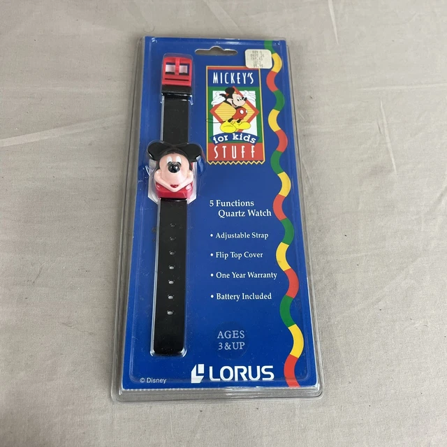 RARE MICKEY MOUSE Lorus by Seiko Watch Plastic Black/Red Stuff For Kids ...
