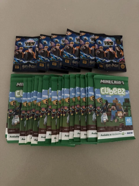 NEW MINECRAFT CUBEEZ 2025 Woolworths x20 Unopened Packs & 6 X Harry ...