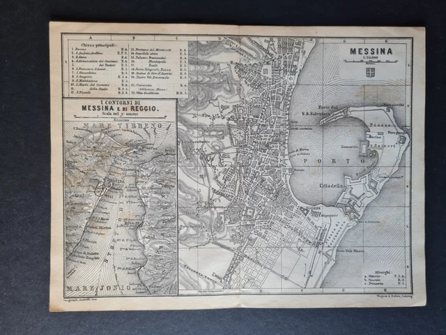 ANTIQUE (1893) MAP - City Plan of Messina - Sicily - Italy £8.95 ...