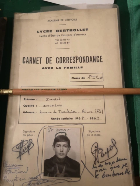 ANCIEN CARNET DE Correspondance Lycee de garçon Annecy 1968 1969 EUR 19 ...