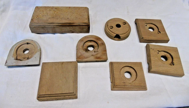 LOT DE 8 support bois socle embase pour interrupteur ou prises électrique ancien EUR 15,00 ...