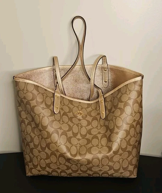 REVERSIBLE COACH City TOTE IN SIGNATURE CANVAS Rose Gold $69.95 - PicClick