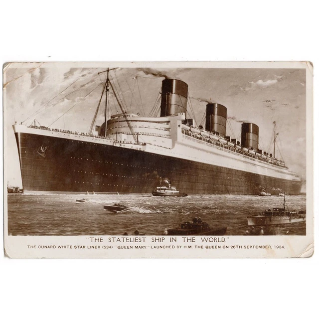RMS QUEEN MARY Cunard White Star Liner Stateliest Ship Postcard Used ...