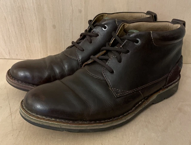 CLARKS MENS EDGEWICK Mid Brown Leather Oily Boots , Cushion Soft , UK ...