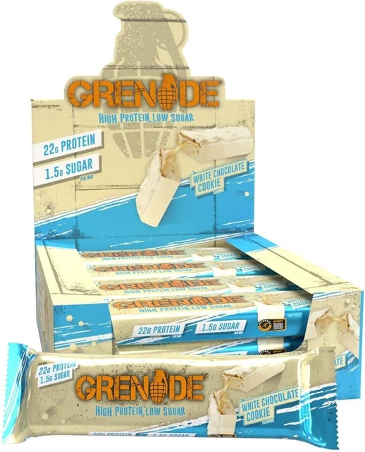 Grenade High Protein Low Sugar Bar White Chocolate Cookie 12 X 60g