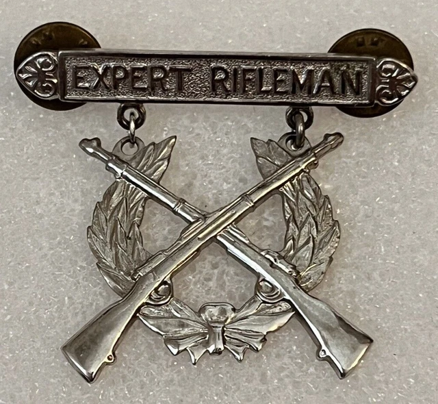 VINTAGE USMC MARINE Corps Expert Rifleman Award Qualification Badge Pin ...