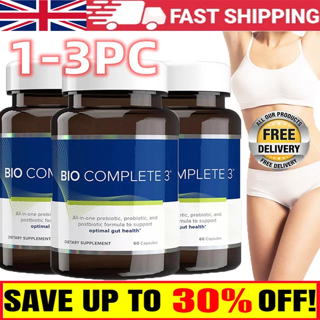 BIO COMPLETE 3 Capsules Prebiotic Probiotic Postbiotic Supplement 60 Caps🔥 £6.82 - PicClick UK