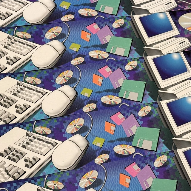 CLASSROOM BULLETIN BOARD Decoration Border Vintage Computer Tech CDROM ...