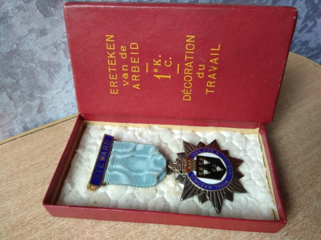 RARE VINTAGE OLD antique Badge medal award royal Masonic enamel silver ...