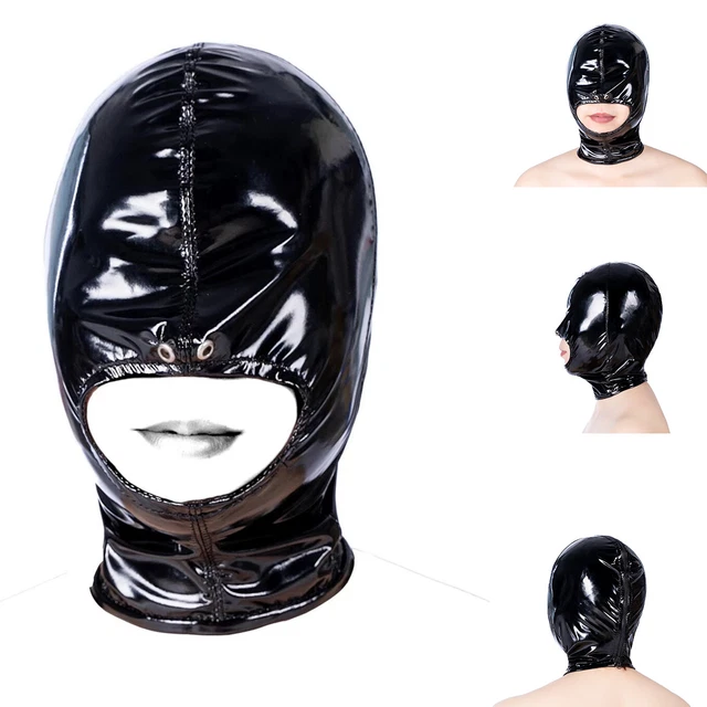 BINDING HEAD HOOD Mask Open Mouth Restraint Headgear Cosplay Ring Gags ...