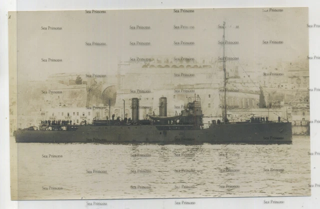 ROYAL NAVY PHOTO HMS Acacia Malta 1918 minesweeper sloop kite balloon ...