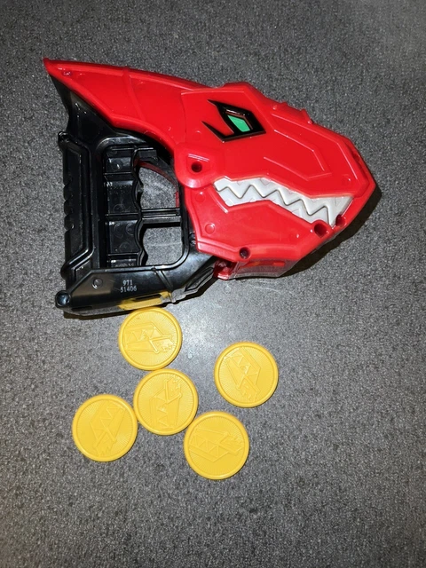 POWER RANGERS DINO Charge T-Rex Launcher Weapon Disc Shooter & 5 Discs ...