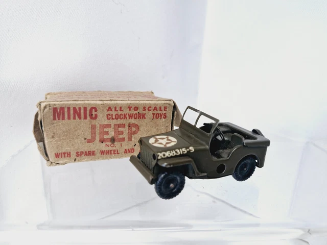 VINTAGE TRIANG MINIC Tinplate Clockwork Jeep Working Boxed £49.50 ...