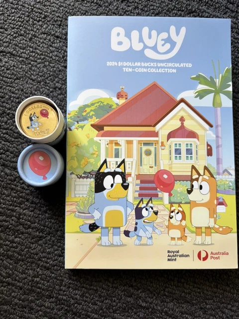 2024 BLUEY 10-Coin Set In Tube+ Folder UNC Special Coloured Coin ...