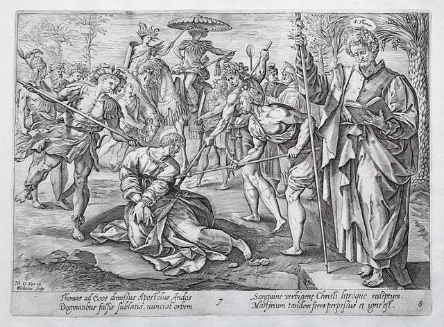 H. GOLTZIUS M.DE Vos Martyrdom of Saint Thomas Bible Kupferstich ...
