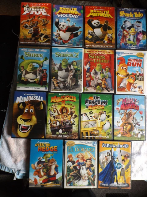DVD LOT OF 15 Dreamworks Movies Penguins Shrek Panda Madagascar Free ...