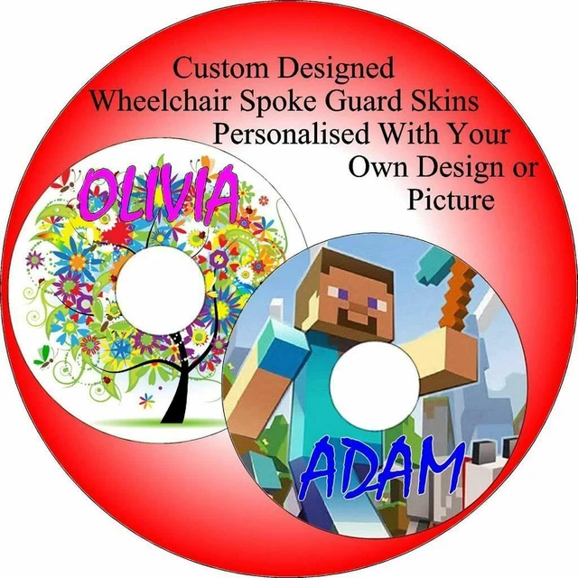 WHEELCHAIR SPOKE GUARD STICKERS Personalized with your own picture or ...
