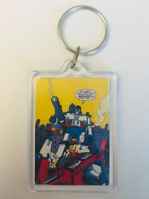 MEGATRON OPTIMUS PRIME Vintage Transformers Comic Poster Key Ring Chain ...