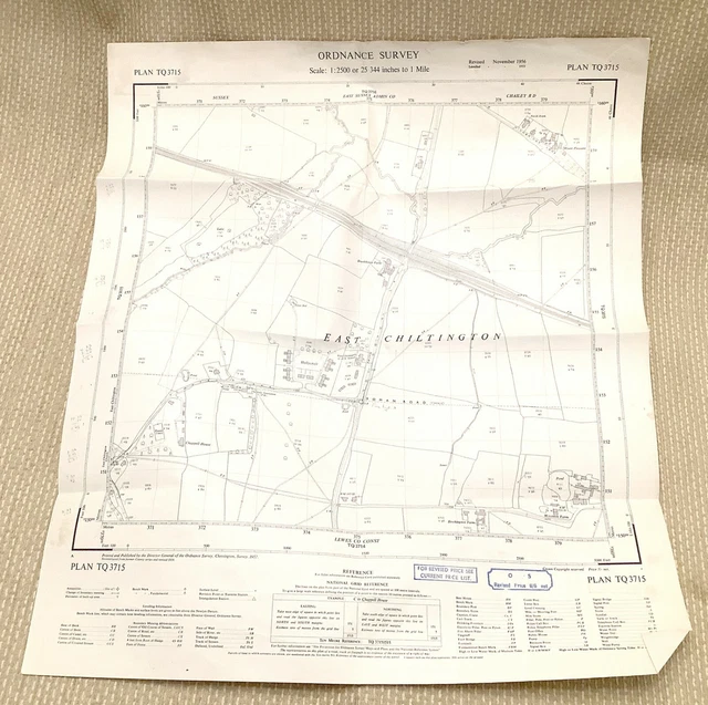 1957 VINTAGE MAP of West Sussex East Chillington Village Hollycroft ...