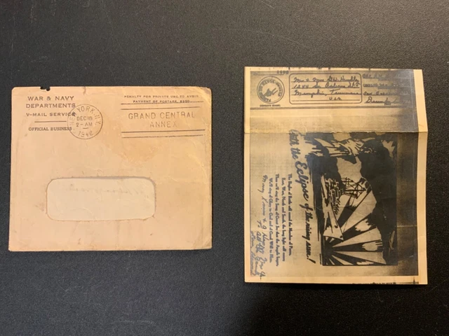 WWII 1942 USMC Marine Corps Christmas V-Mail Art Letter £17.95 ...