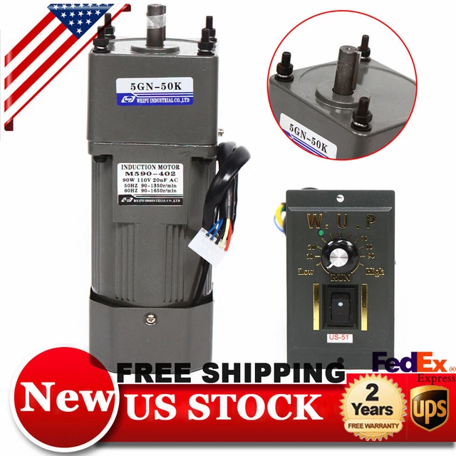 AC GEAR MOTOR Electric Variable Speed Controller Torque 90W 1:50 0 ...