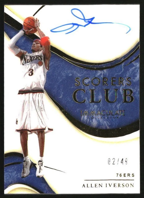 2019-20 IMMACULÉE COLLECTION Scorers Club Signatures Allen Iverson Auto ...