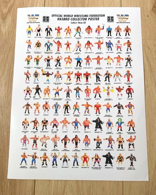 WWF HASBRO 16” x 12” Checklist Wrestling Figure colour Poster WWE £7.99 ...