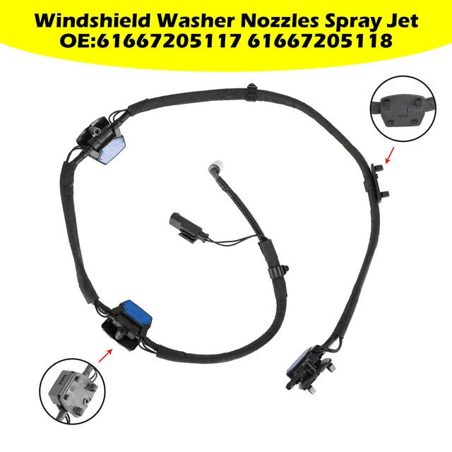 WINDSHIELD WASHER NOZZLES Spray Jet Pour BMW F10 F11 F18 61667205117 ...