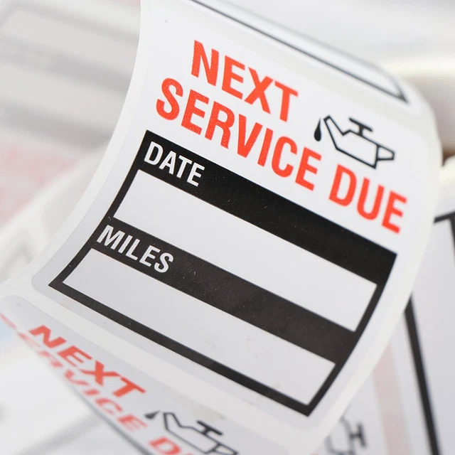 100PCS/ROLL OIL CHANGE/SERVICE Reminder Stickers Window Sticker Car ...