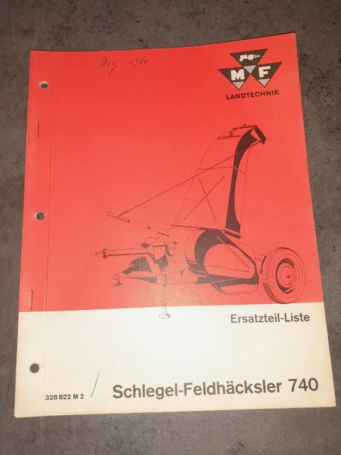 MASSEY FERGUSON MF 740 Schlegelfeldhäcksler Ersatzteilliste Landmaschinen 1964 EUR 8,00 ...