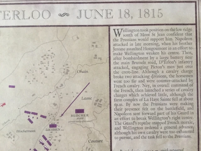 1815 BATTLE OF Waterloo Plan Map Of The Battle And Formations & Written ...
