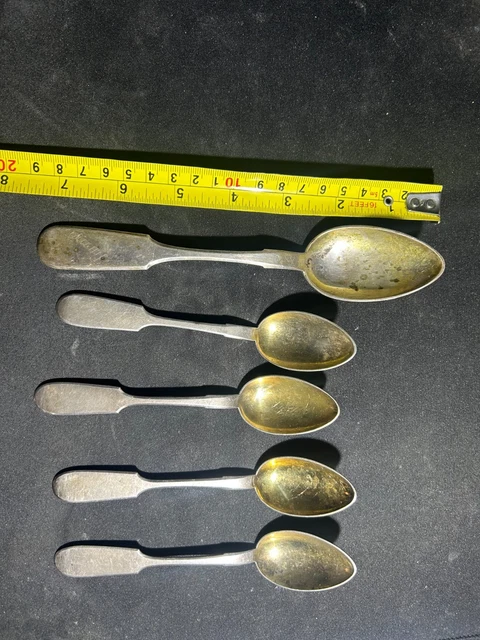 VINTAGE SILVER SPOON .875 Stamped Silverware (4 Small spoons +1 Big ...
