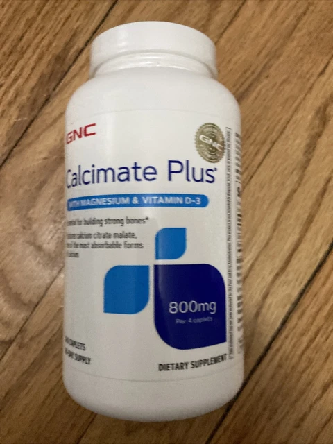GNC CALCIMATE PLUS Magnesium & Vitamin D-3 800mg, 240 Caplets Best by 4 ...