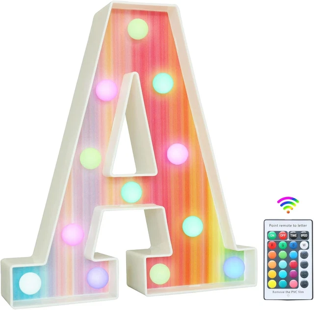 RAINBOW LIGHT UP Letters, Colorful LED Letter Lights 16 Color Changing ...