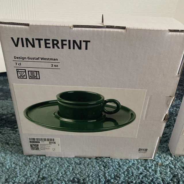 IKEA X GUSTAF Westman Vinterfint a set of 2 Green Cups With Saucers ...