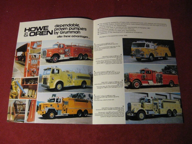 1970'S HOWE & Oren Fire Fighter Sales Brochure Booklet Catalog Original ...