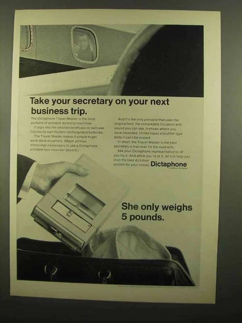 1965 DICTAPHONE TRAVEL-MASTER Ad - Take Your Secretary £19.34 - PicClick UK