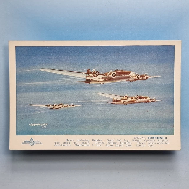 WW2 AIRCRAFT POSTCARD C1940 RAF Boeing Flying Fortress High Altitude ...