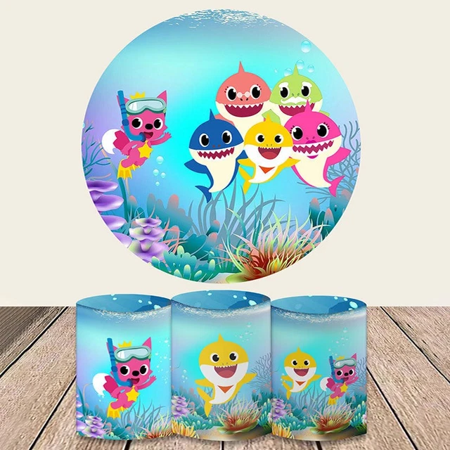 CARTOON CUTE LITTLE Shark Round Kids Birthday Backdrop Kit $37.94 ...