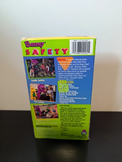 BARNEY SAFETY VHS Home Video Tape 1995 Lyons Group Sing-Along Songs ...